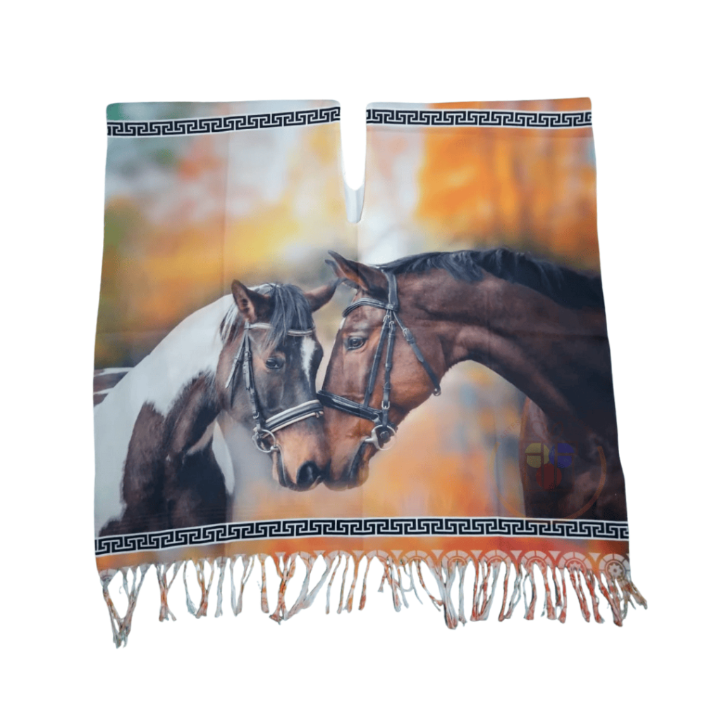 Poncho Sublimado Caballos - artesanias tipicas colombianas